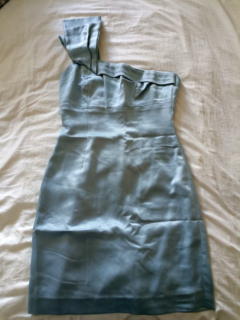 Blue satin toga mini dress, Women's Fashion, Dresses & Sets, Evening ...