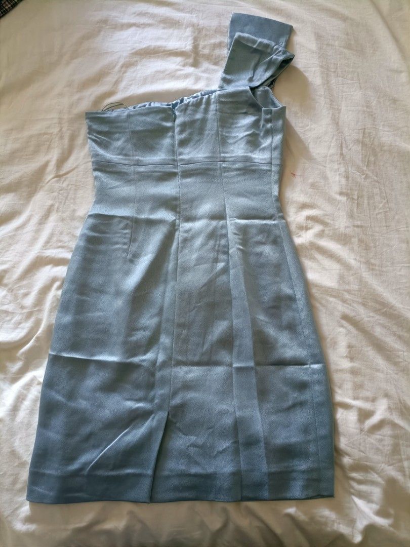 Blue satin toga mini dress, Women's Fashion, Dresses & Sets, Evening ...