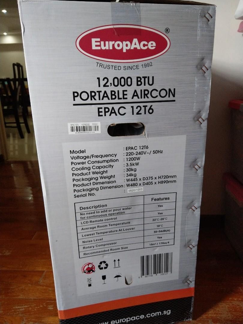 [BRAND NEW IN BOX] EuropAce 12,000 BTU Portable Air-con EPAC 12T6, TV ...