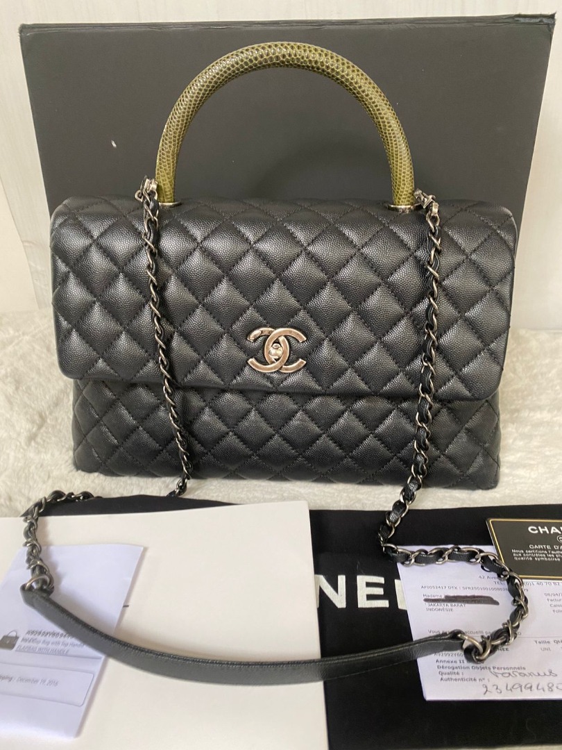 Chanel Coco Handle Large Lizard Shw #23 fl, Barang Mewah, Tas & Dompet ...