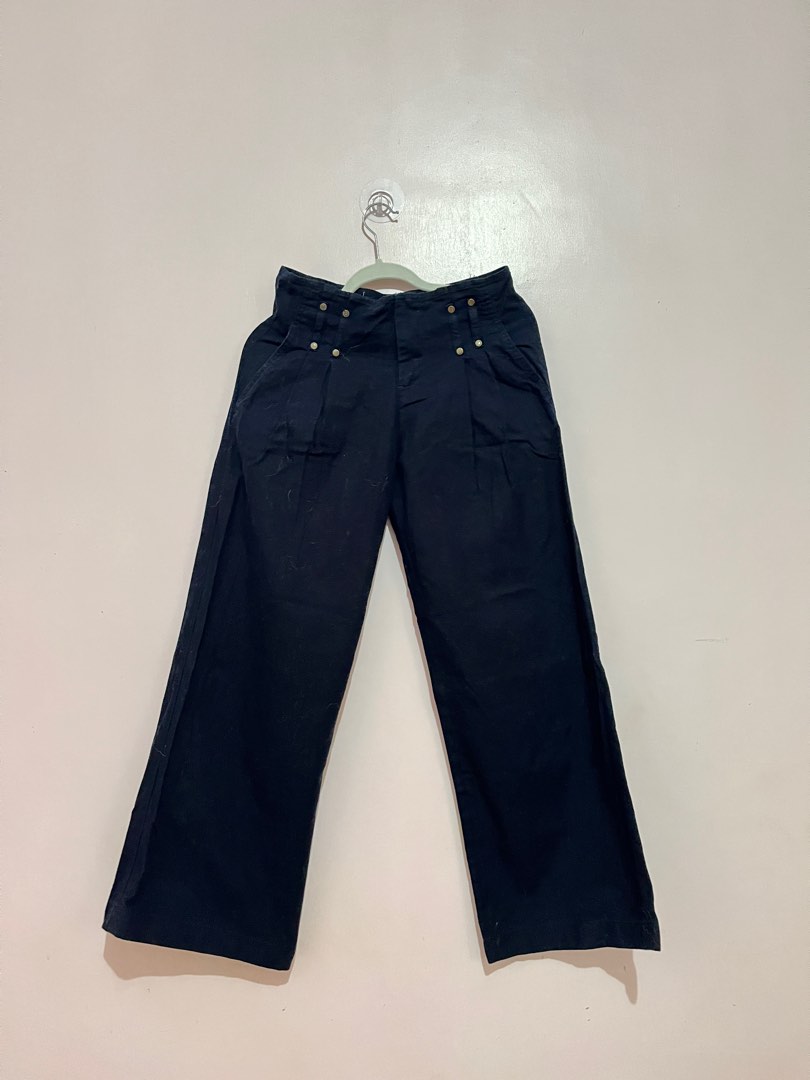 Dark Blue Wide Leg Pants, Women's Fashion, Bottoms, Jeans on Carousell