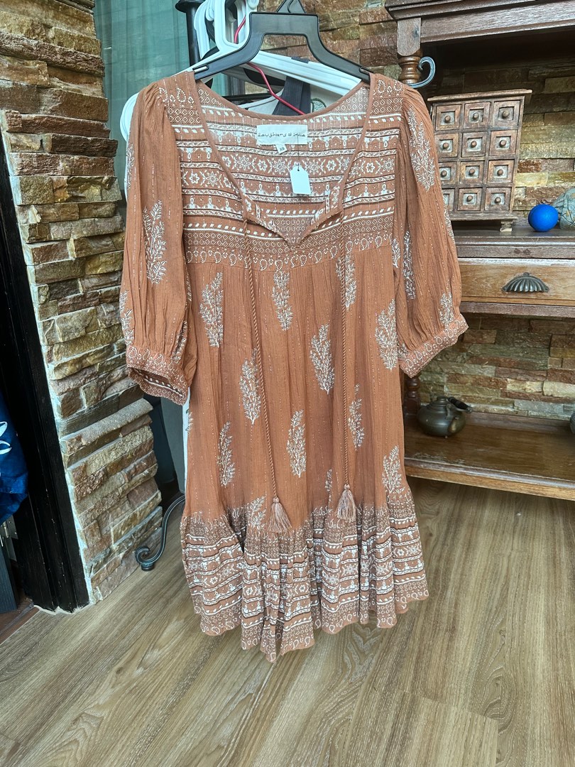 Daughters Of India Brown Dress Print XS, Women's Fashion, Dresses ...
