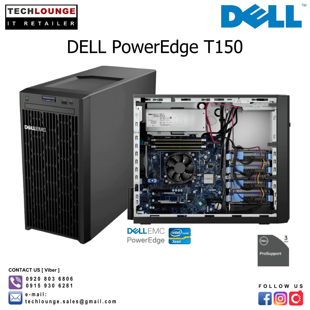 DELL POWEREDGE T150 Tower Server - Intel Xeon E-2324 3.1GHz, 8GB-3200MT ...