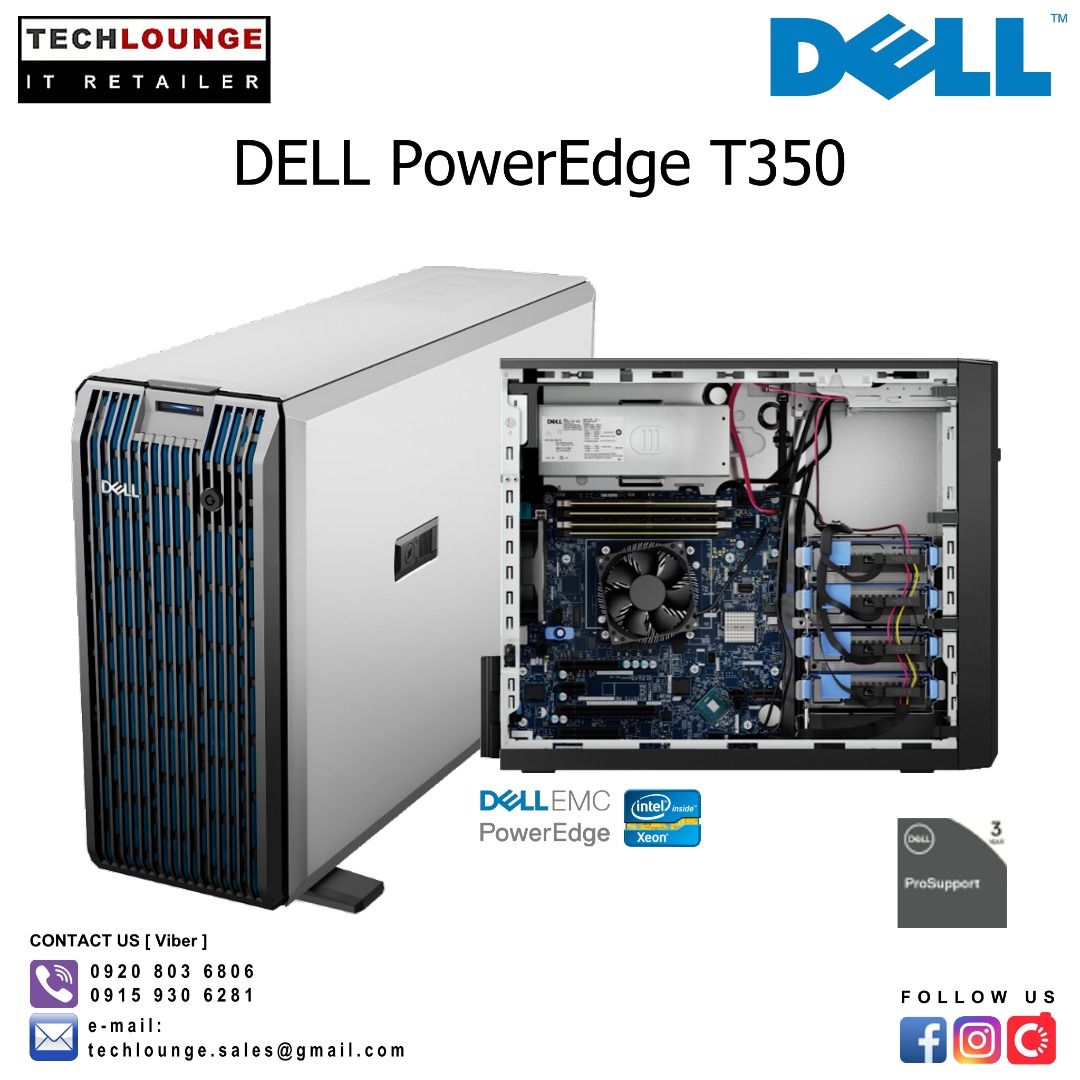 DELL POWEREDGE T350 Tower Server - Intel Xeon E-2324 3.1GHz, 8GB/16GB ...