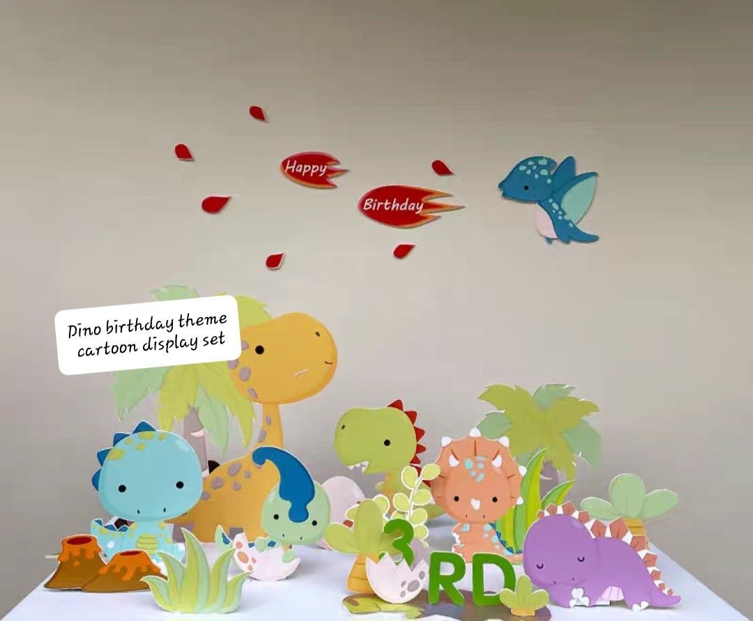 Dinosaur Birthday Theme Decorations standees / toppers, Hobbies & Toys ...