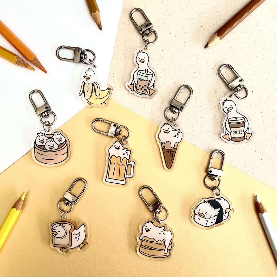 Duck Acrylic Keychains | Cute Duckies & Food | Ducks Boba Tea Bubble ...