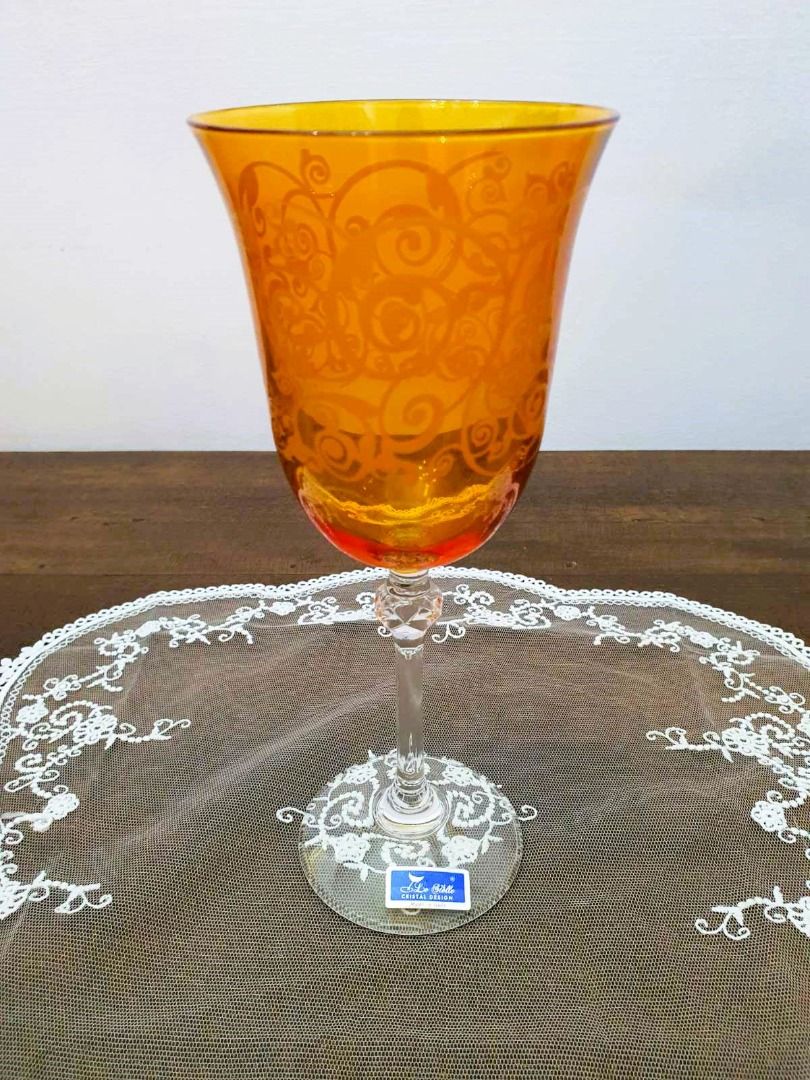 Crystal Italy Le Stelle wine glasses with etching design (vintage ...