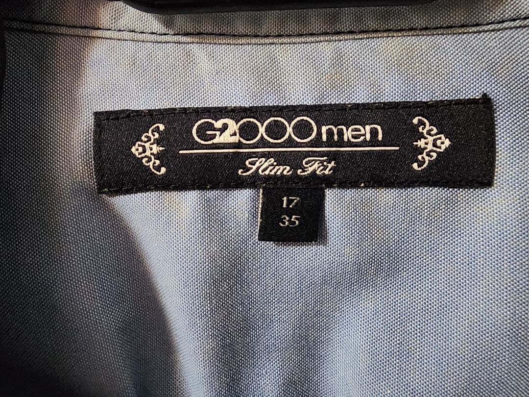 G2000 men slim fit long sleeve shirt (2 pieces), Men's Fashion, Tops ...
