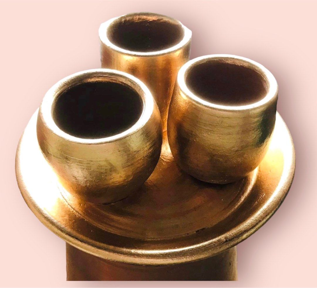 Gold Clay Pots Centerpiece, Furniture & Home Living, Home Decor, Vases ...