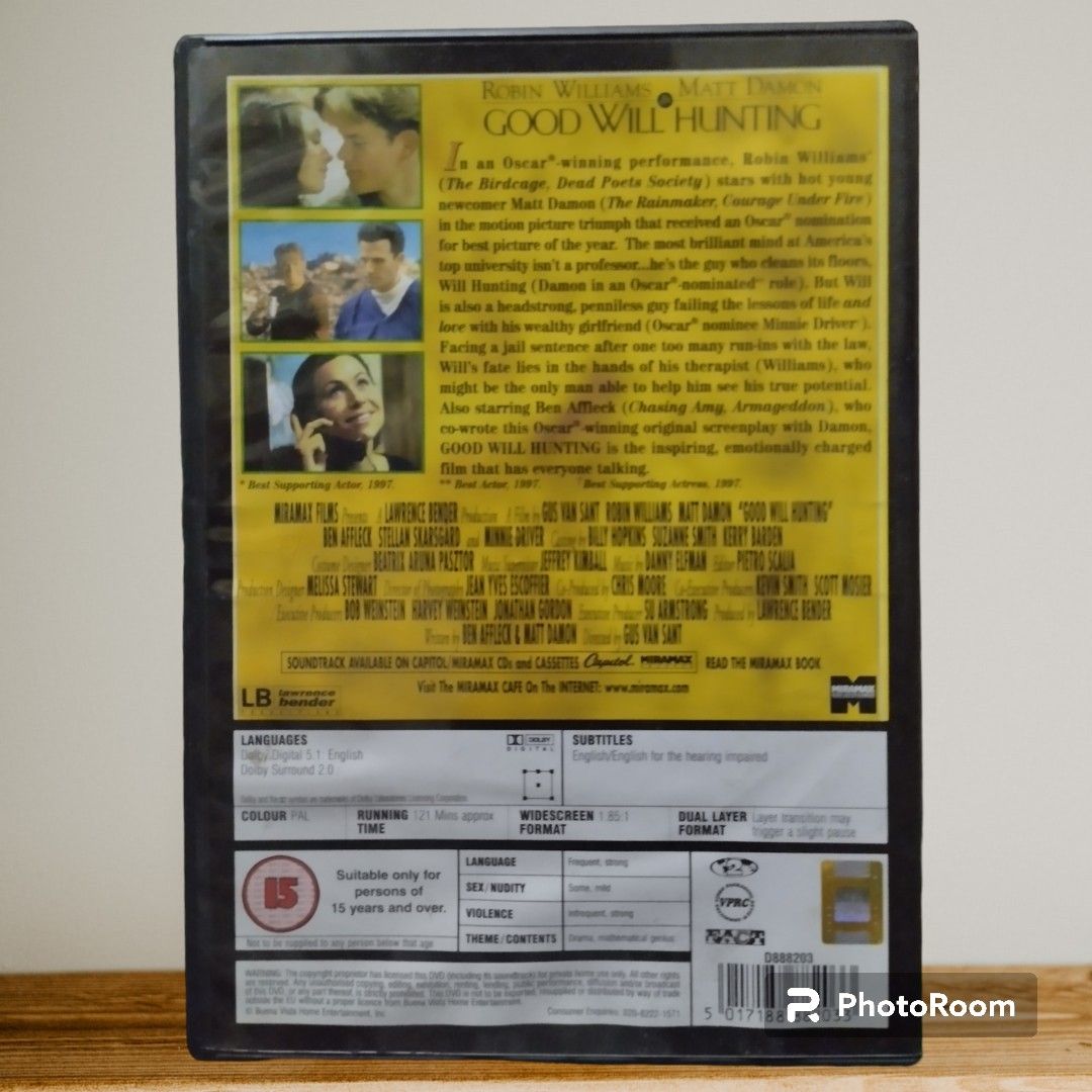 Good Will Hunting DVD - Robin Williams, Matt Damon (Region 2), Hobbies ...