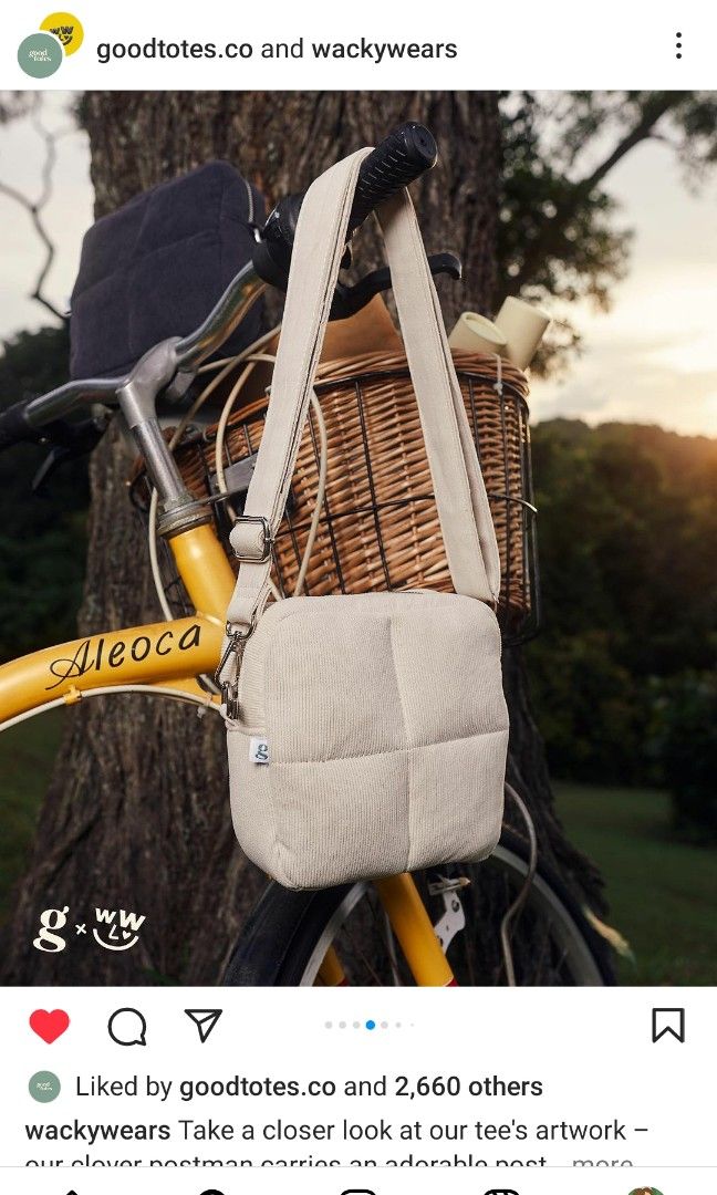 GoodTotes.Co x WackyWears "Puffer Post Bag" in CREAM, Women's Fashion ...