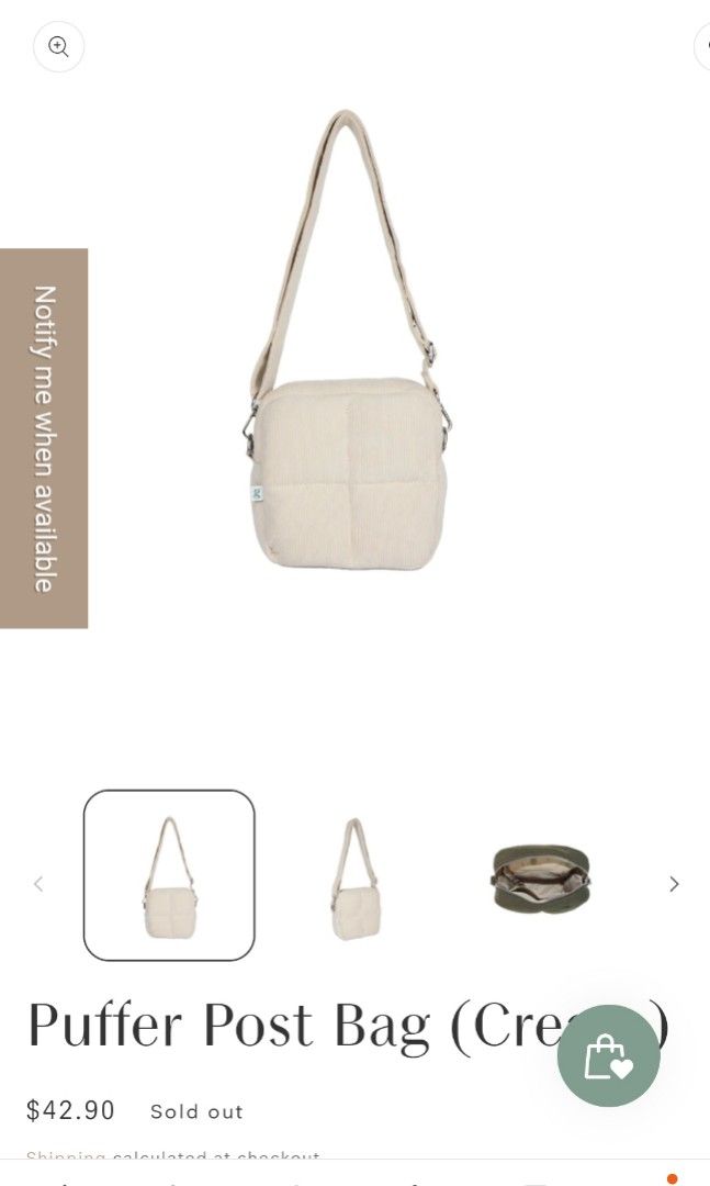 GoodTotes.Co x WackyWears "Puffer Post Bag" in CREAM, Women's Fashion ...