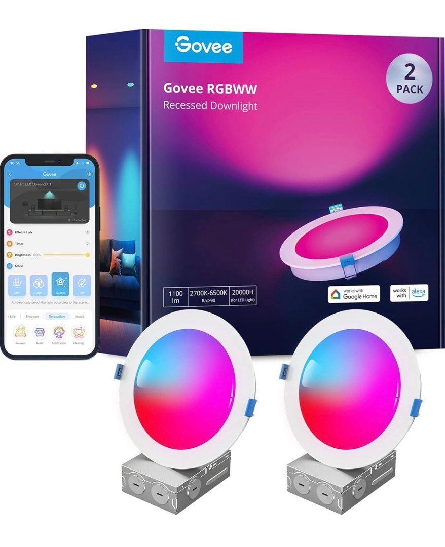 Govee Smart RGBWW (2 units or 4 units per pack) Recessed Spotlight ...