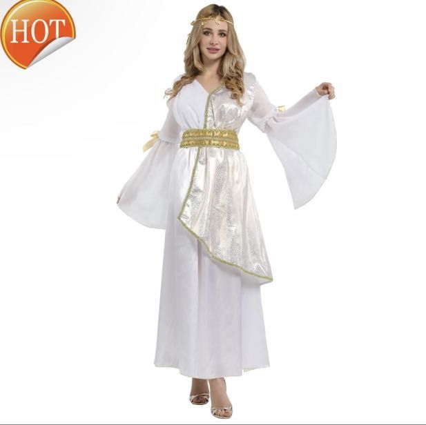 Greek Goddess Athena Costume White Gold Dress, Women's Fashion, Dresses ...