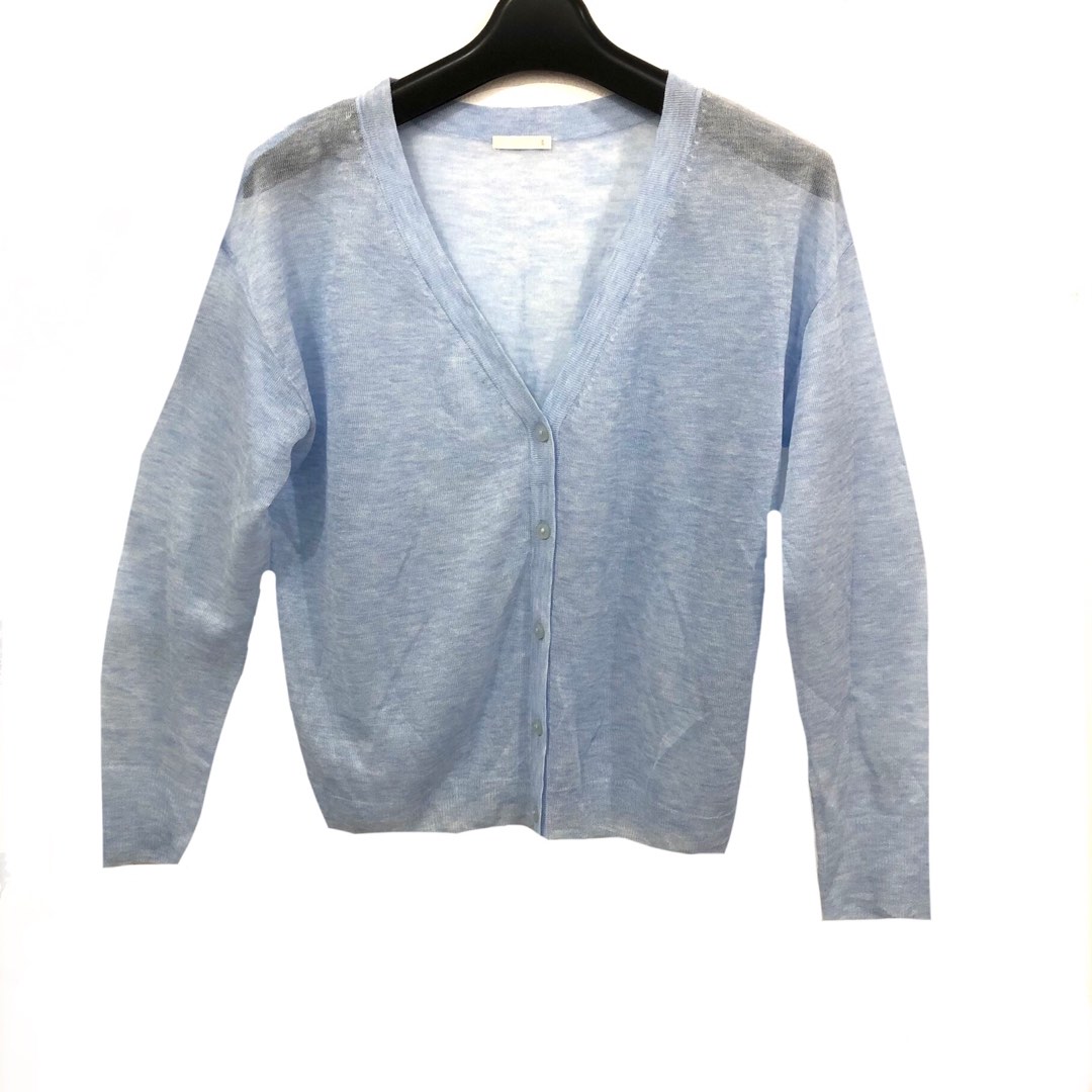 GU by Uniqlo Sheer Cardigan Light Blue Tops, Women's Fashion, Tops ...