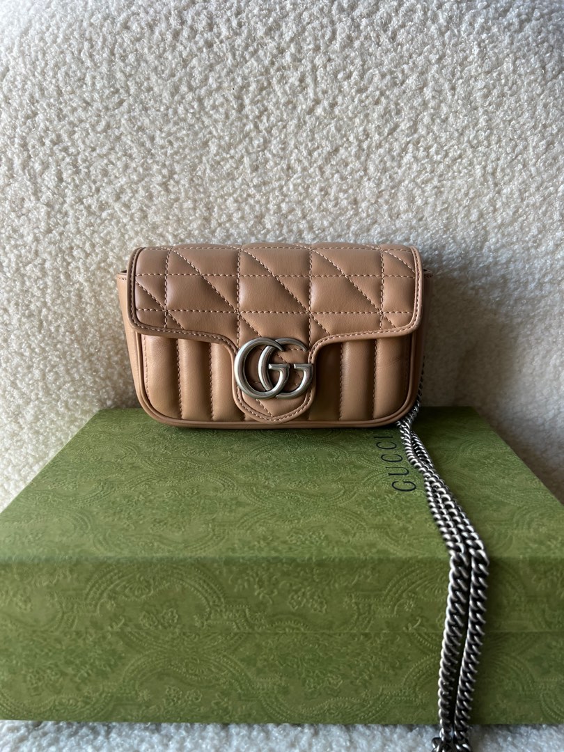 GUCCI Marmont mini bag (beige), Luxury, Bags & Wallets on Carousell