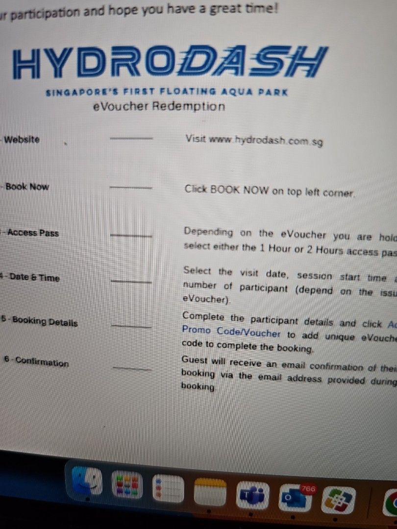 Hydrodash 4 ticket vouchers, Tickets & Vouchers, Local Attractions ...