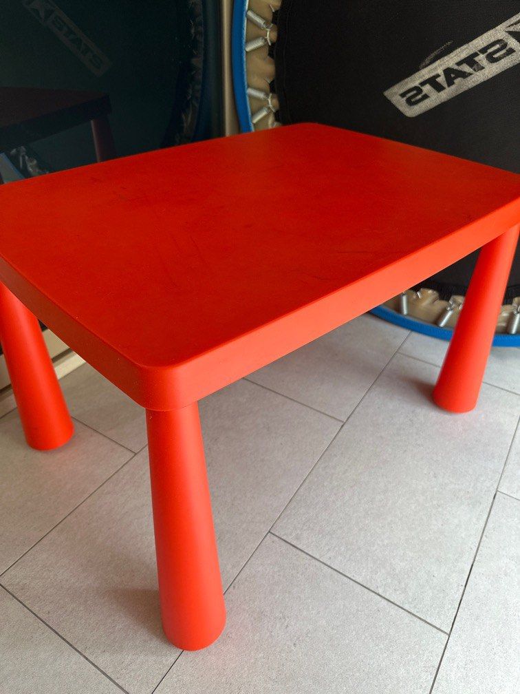 IKEA MAMMUT kids table in red, Furniture & Home Living, Furniture ...