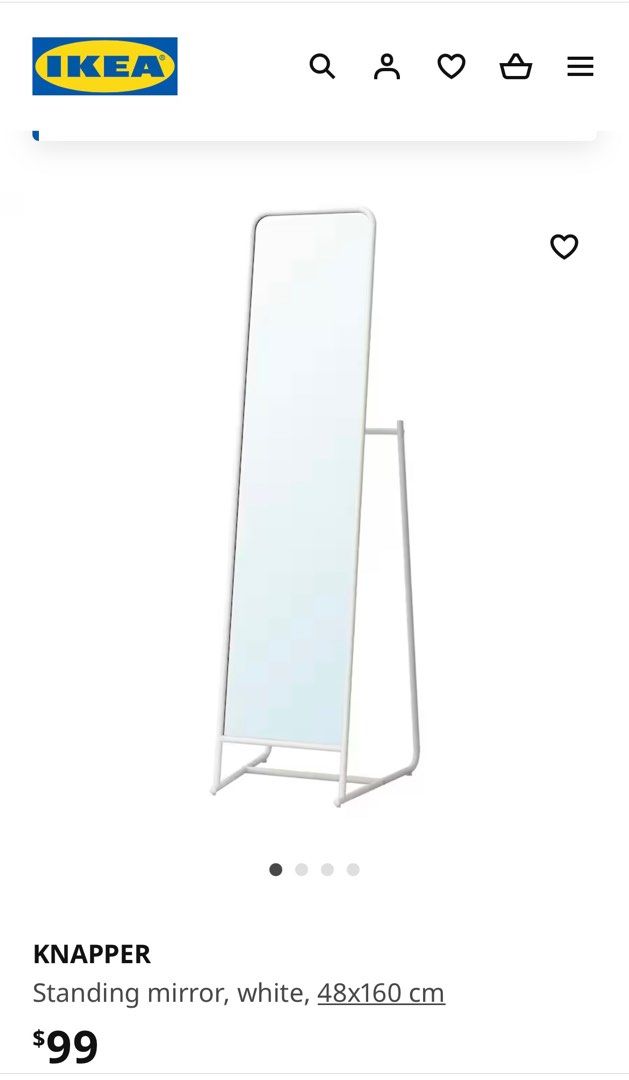 Ikea standing mirror (Knapper), white, Furniture & Home Living, Home ...
