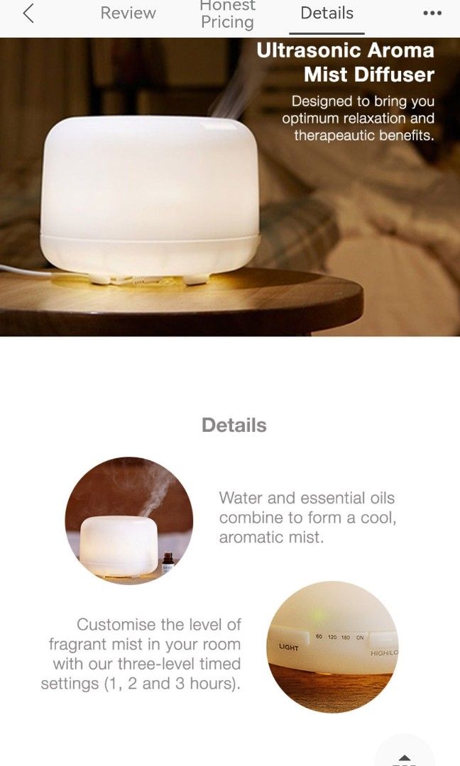 Iuiga Ultrasonic Mist Diffuser, Furniture & Home Living, Home Fragrance ...