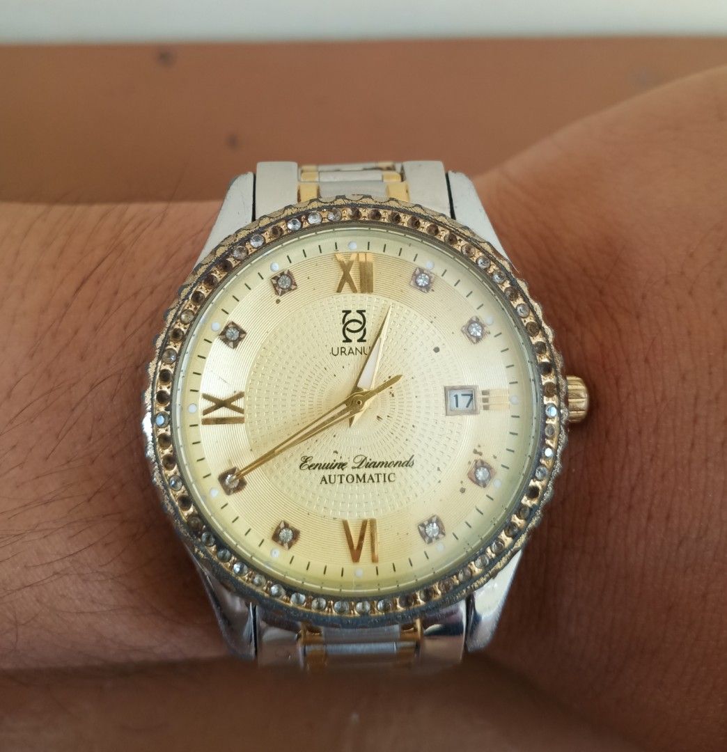 Jam Tangan Uranus Genuine Diamonds, Fesyen Pria, Jam Tangan di Carousell