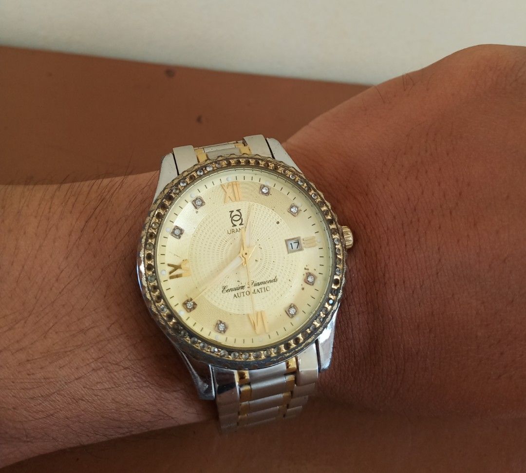 Jam Tangan Uranus Genuine Diamonds, Fesyen Pria, Jam Tangan di Carousell