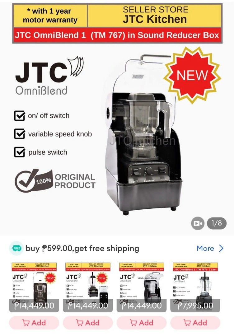 JTC Omniblend w/silencer, TV & Home Appliances, Kitchen Appliances ...