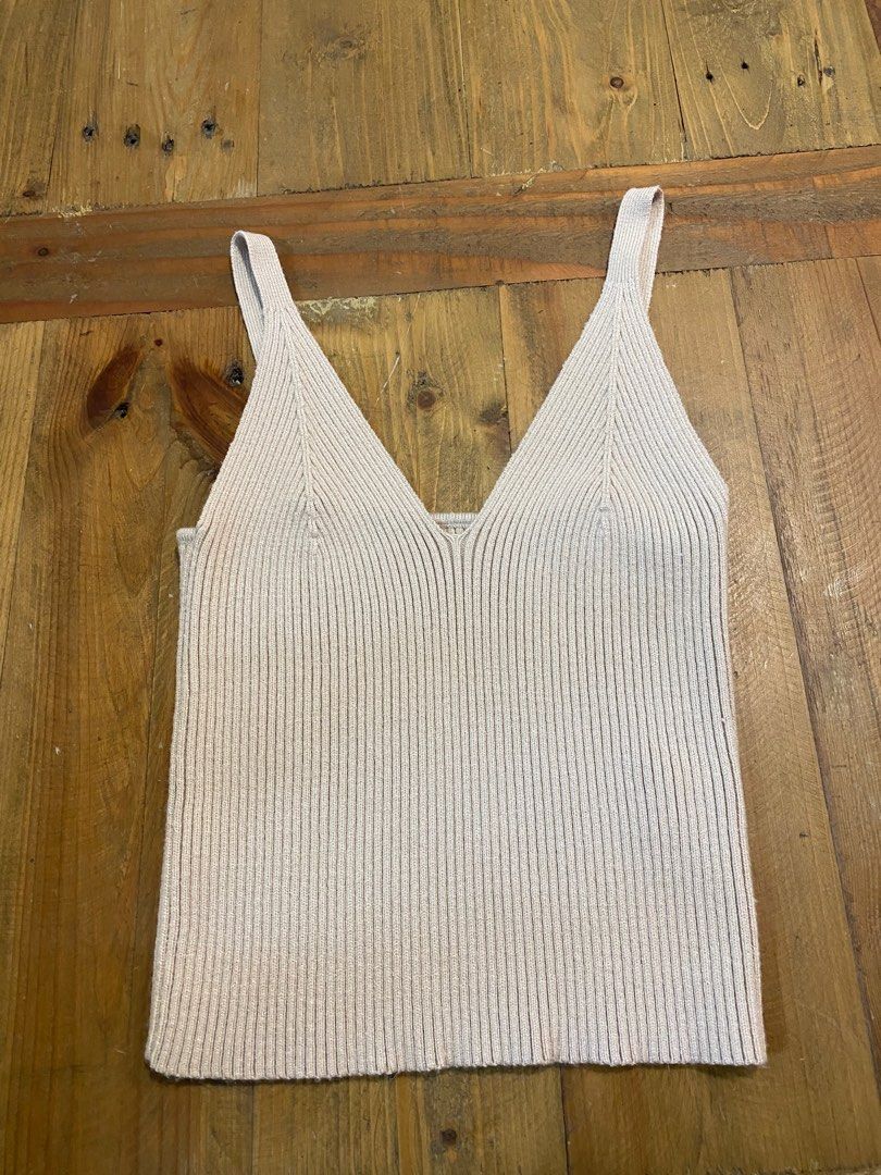 Knitted spaghetti top, Women's Fashion, Tops, Sleeveless on Carousell
