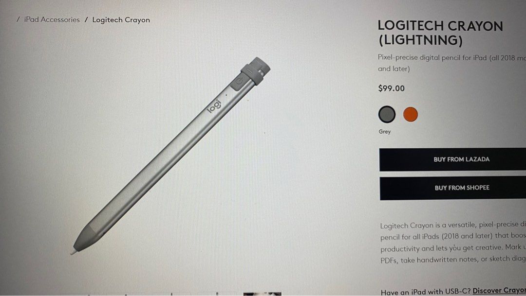 Logitech Crayon for Ipad, Mobile Phones & Gadgets, Tablets, Others on ...