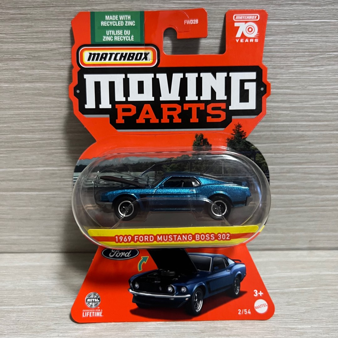 MATTEL MATCHBOX MBX MOVING PARTS 1969 FORD MYSTANG BOSS 302 火柴盒 1/64 1: ...