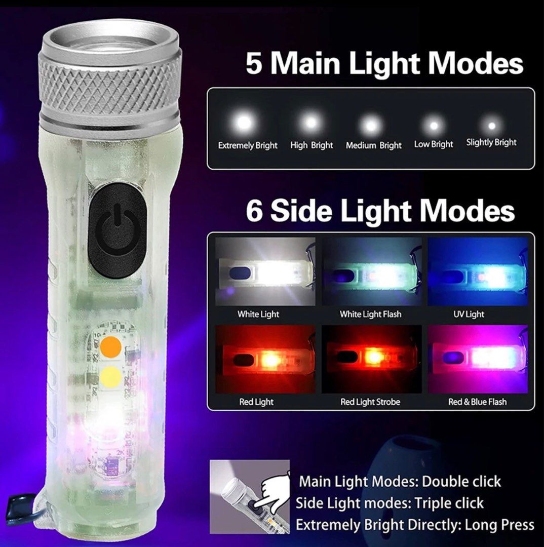 Multi-function Mini EDC LED Flashlight Portable Keychain Light ...