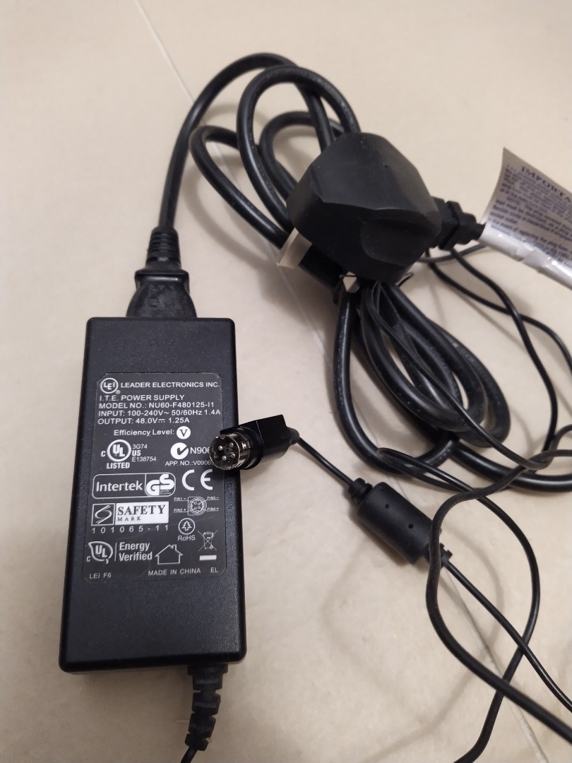 NU60-F480125-I1 AC to 48VDC, 1.25A Power Supply for Cisco SG 200-08P Smart Switch, 電腦＆科技, 電腦周邊及 ...