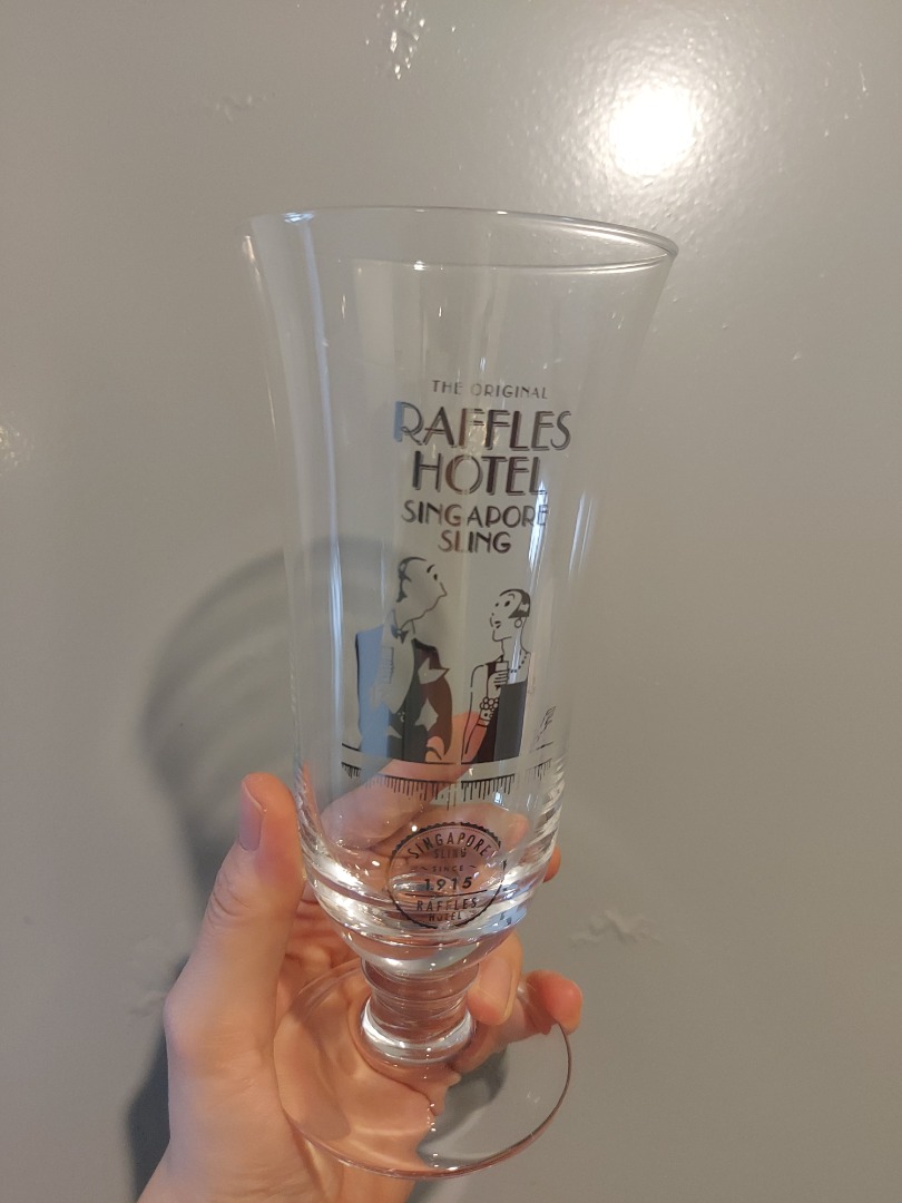 Orig Raffles Hotel Singapore Sling silver decal glass, Furniture & Home ...