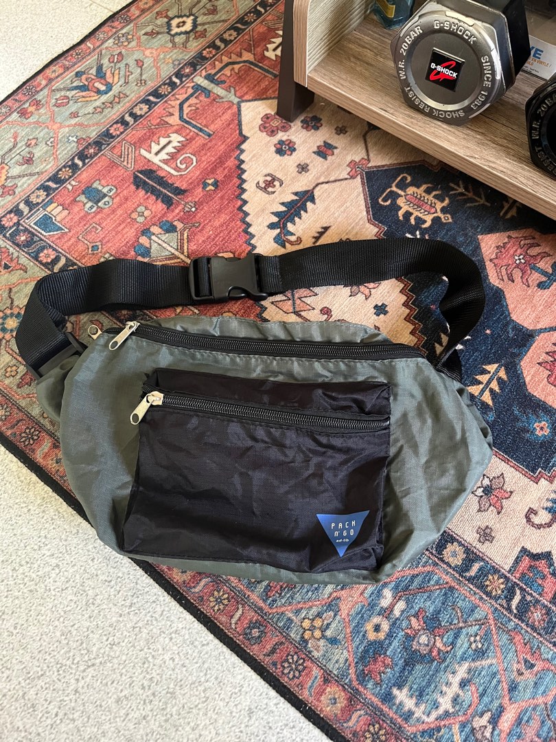 Pack n’ Go Packable Design Belt Bag/Fanny Bag / Gray and Black, Men's ...