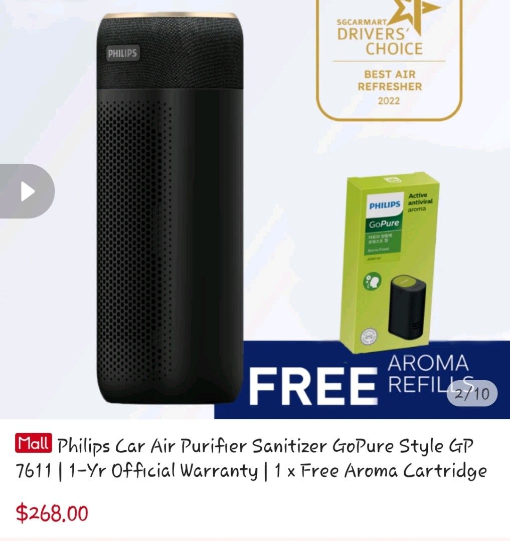 Philips Go Pure Car Air Purifier S7611, Car Accessories, Accessories on ...