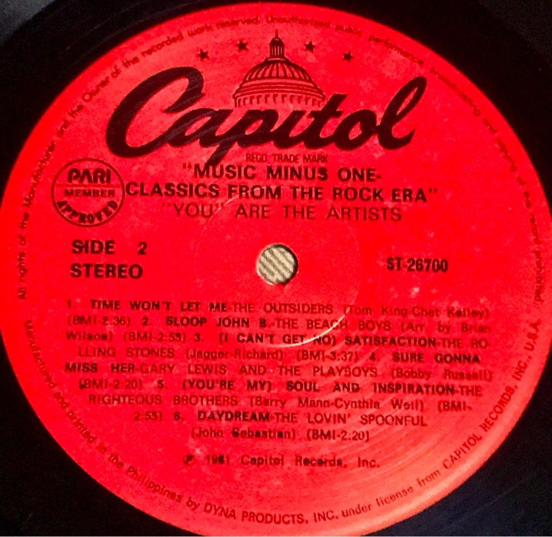 POP ROCK HITS OF THE SIXTIES MUSIC MINUS ONE LP CLASSICS FROM THE ROCK ...