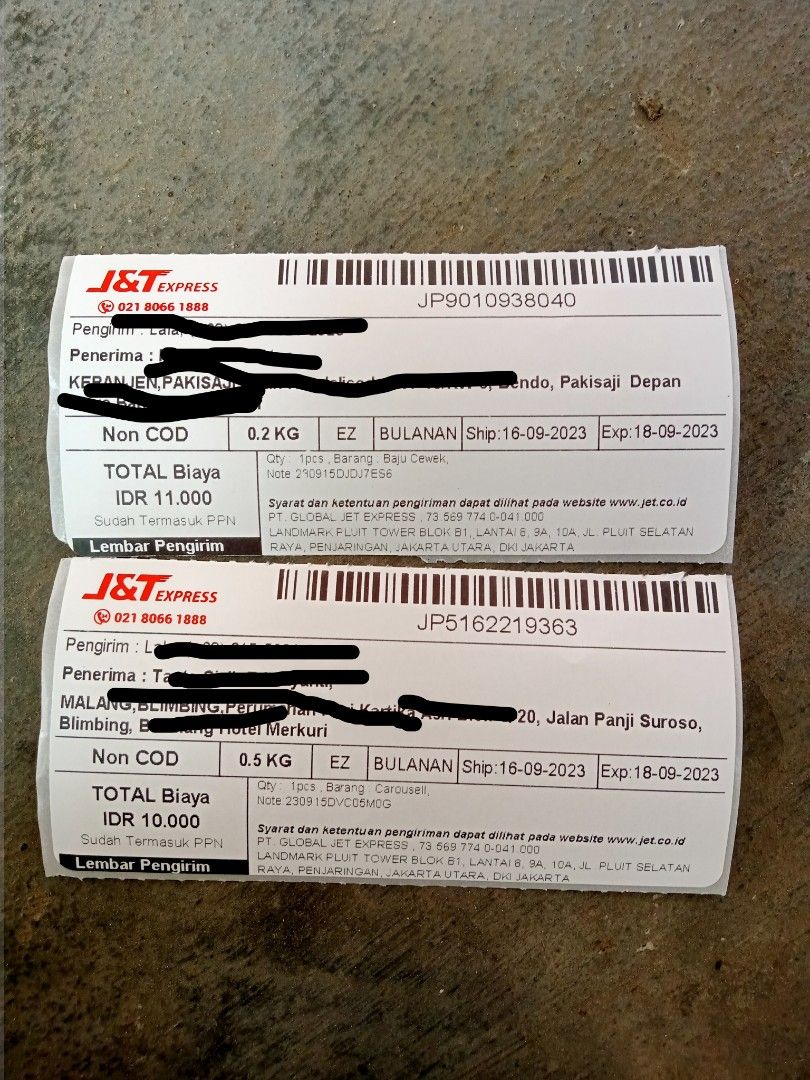 Resi Pengiriman JNT Express per 16 September 2023, Serba Serbi, Others ...