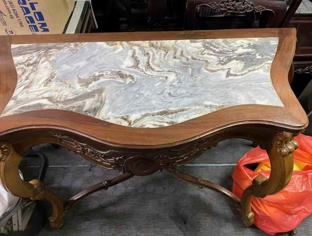 Rosewood marble display table solidwood wood solid antique vintage ...