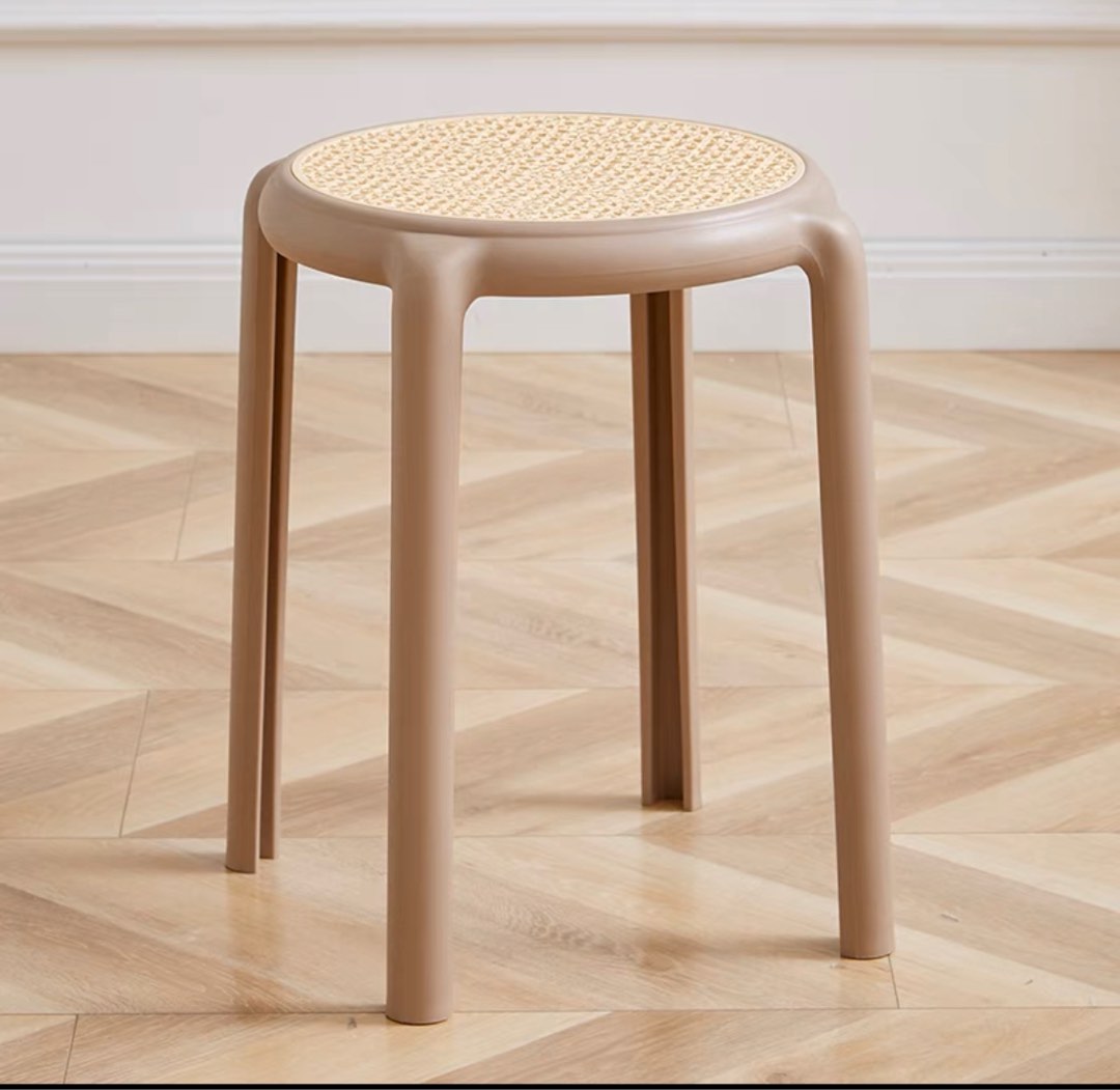 (Set of 4) Plastic Rattan Stool, Furniture & Home Living, Furniture ...