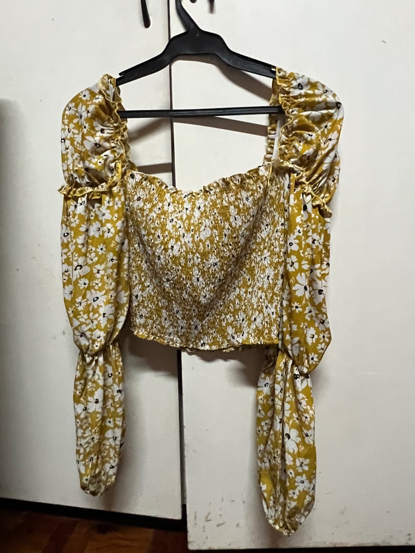 Shein Triple Puff Sleeve Top, Women's Fashion, Tops, Blouses on Carousell