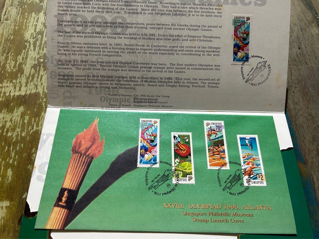 Singapore stamp 1996 Atlanta olympiad games pack by Philatelic Museum ...