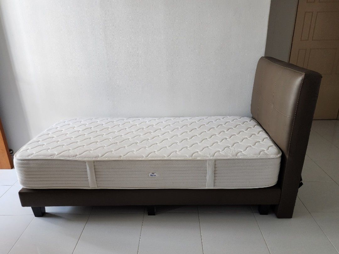 Single bed, Vono mattress w/ bedframe, Furniture & Home Living ...