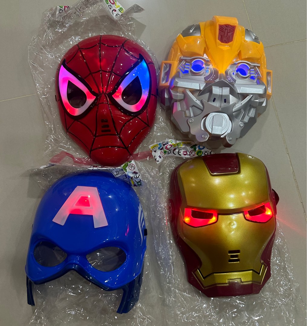 Spiderman, iron man, captain america, Transformer lighted mask (battery ...