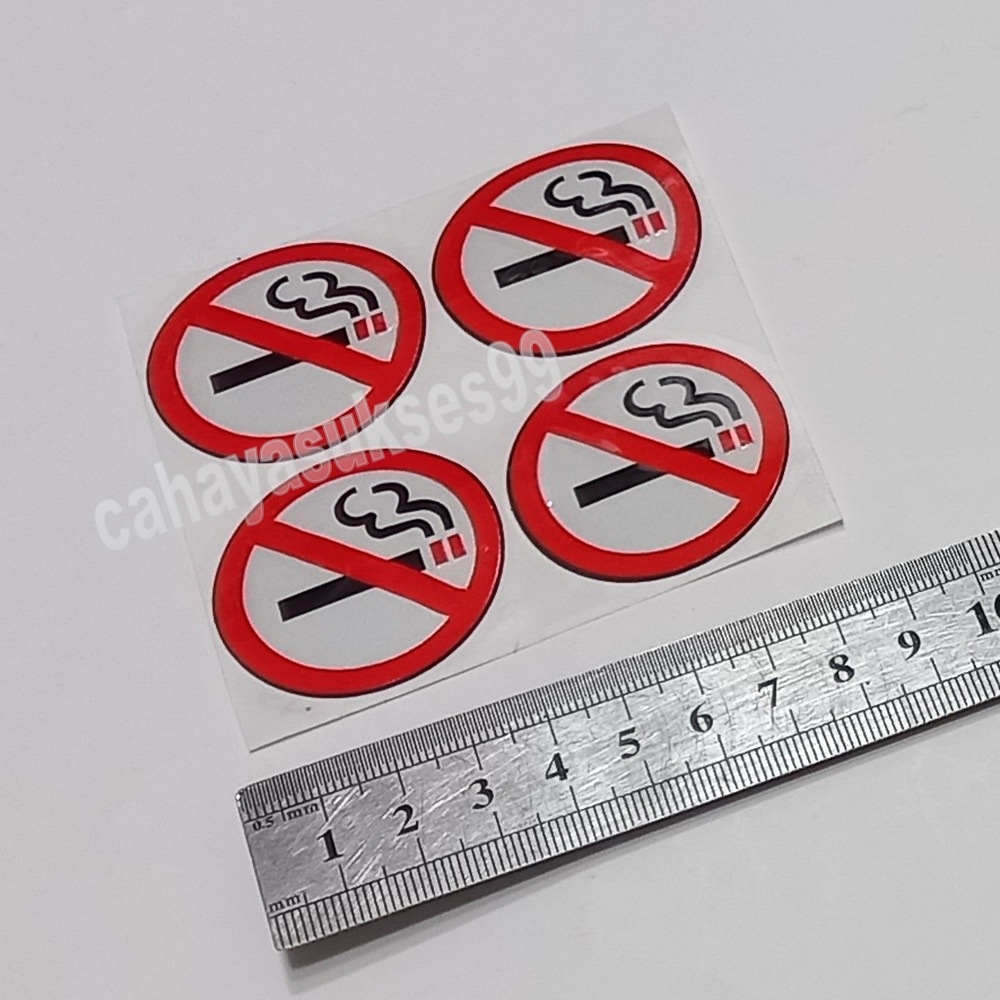 Sticker Cutting Dilarang Merokok Stiker Logo No Smoking Kecil Bulat 4cm ...