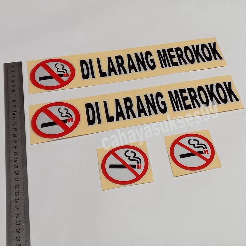 Stiker DILARANG MEROKOK 30cm Hitam List Putih Sticker Label Sign No ...