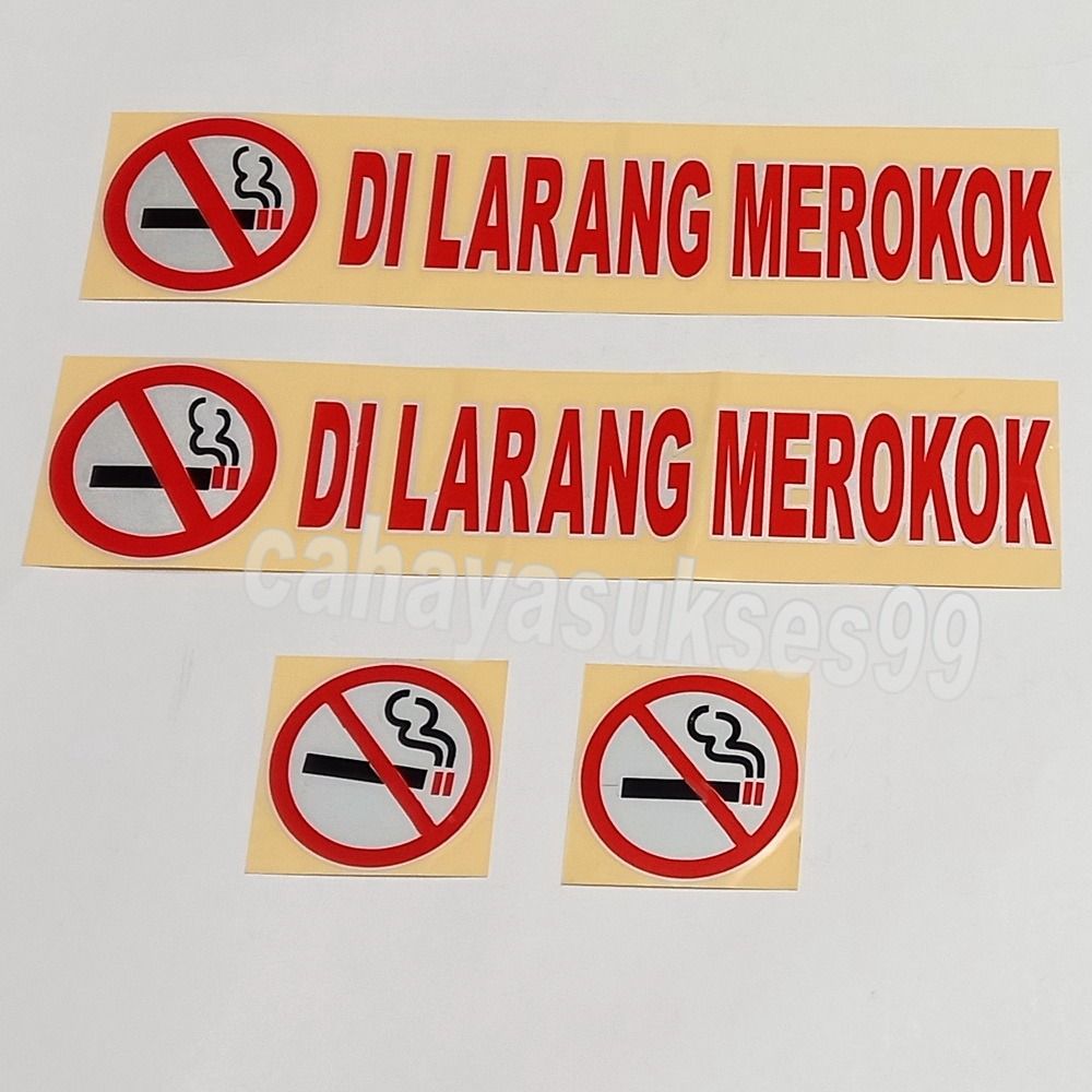 Stiker DILARANG MEROKOK 30cm Merah List Putih Reflective Sticker Label ...