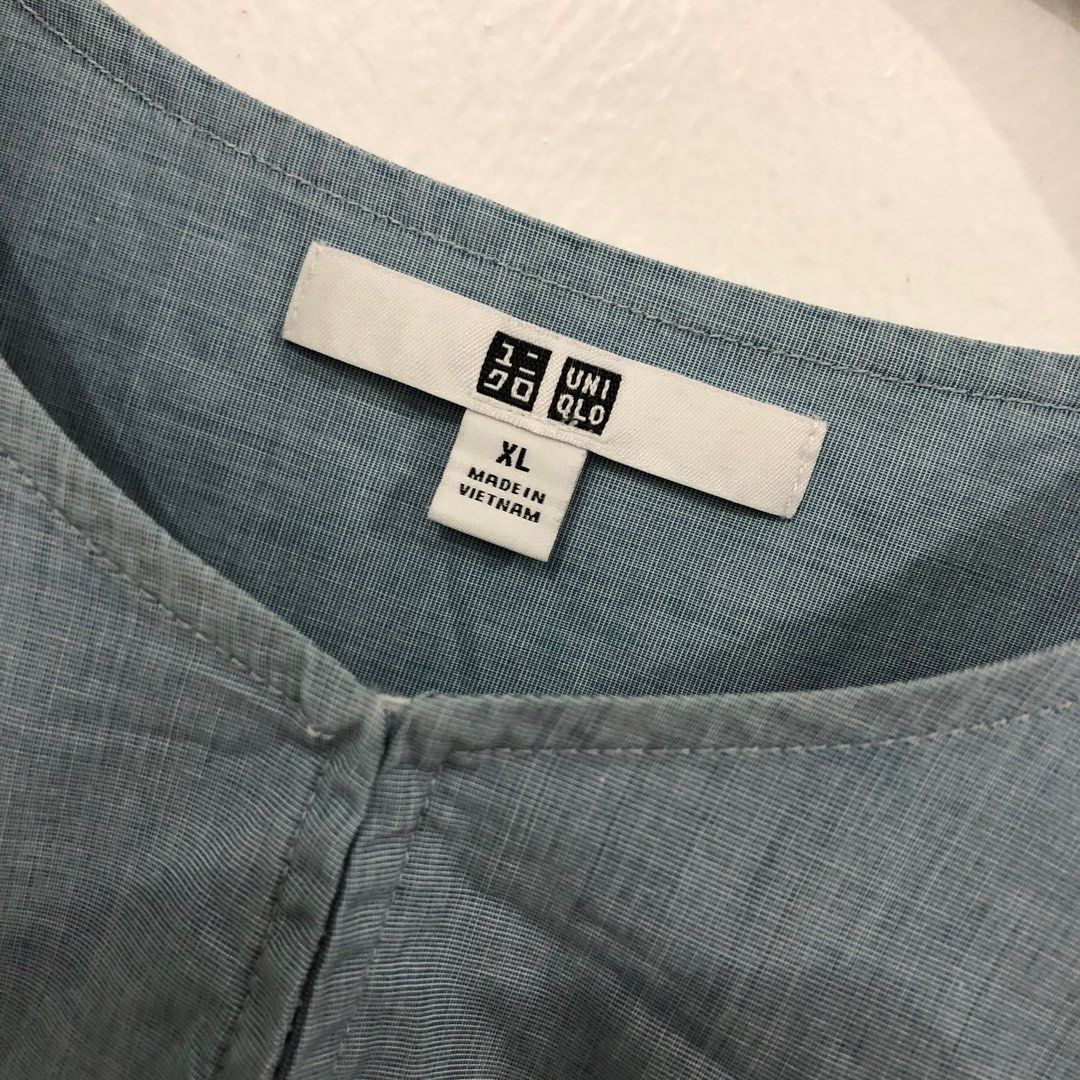 Uniqlo Light Blue Poplin Ultrawide Artisans Tops, Women's Fashion, Tops ...