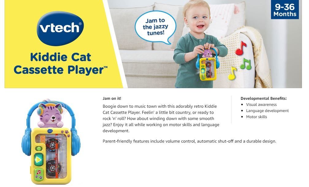VTech Kiddie Cat Cassette Player, Babies & Kids, Infant Playtime on ...