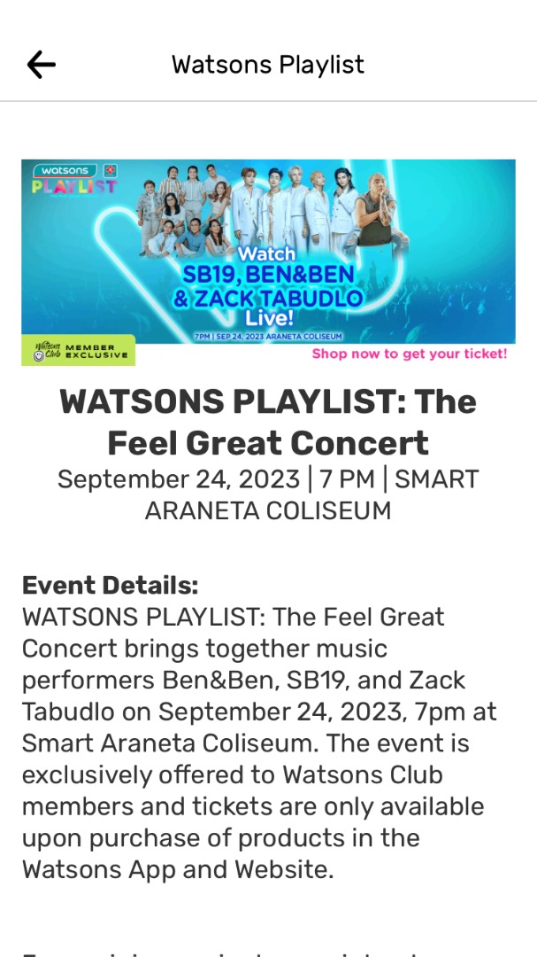 WATSON PLAYLIST GEN AD TICKET, Tickets & Vouchers, Event Tickets on ...