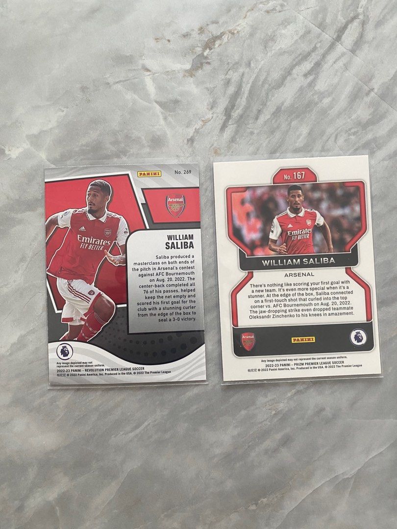 William Saliba Rookie Arsenal Refractor Football Soccer Card Lot ...